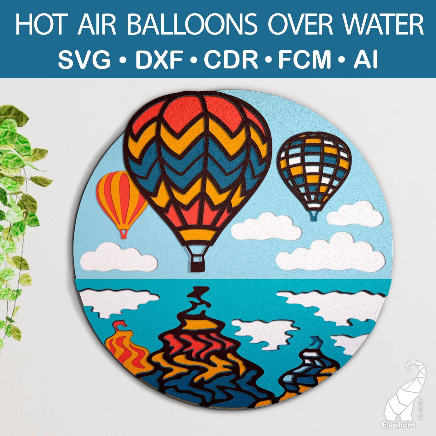 3D Layered Hot Air Balloons Svg Cut File, Round Layered Papercut Svg ...