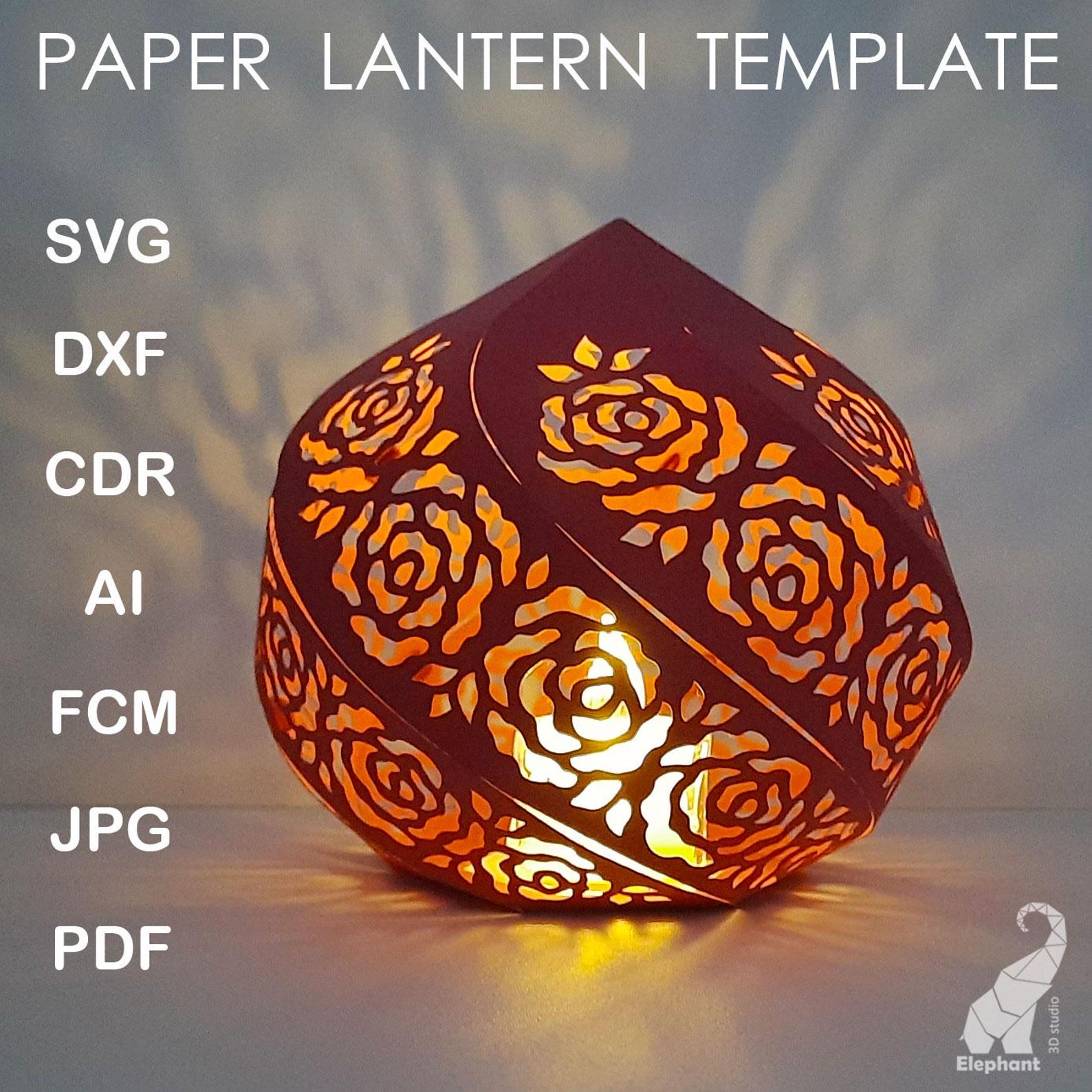 3D Paper Lantern Cutting Files, Svg for Cricut, Dxf for Silhouette, Fcm ...