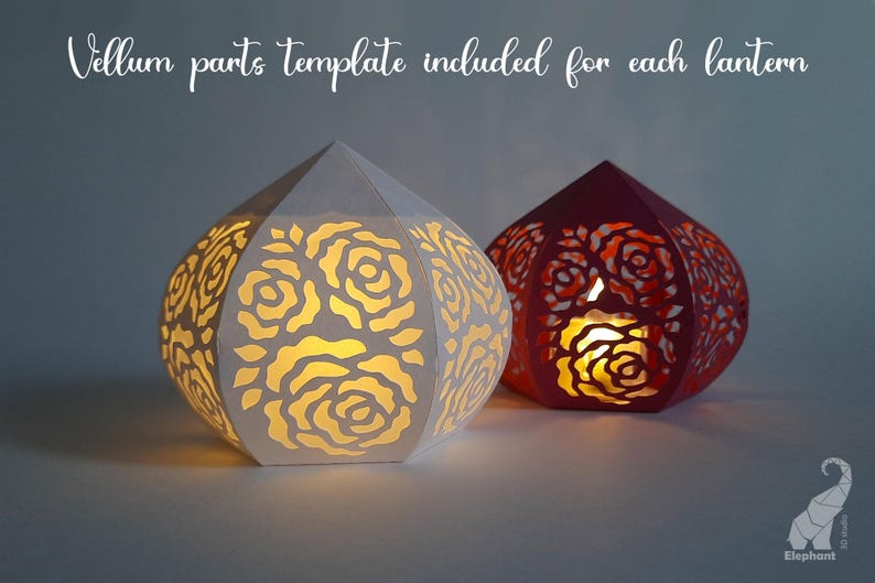 Rose Lantern Bundle, Paper Lanterns Svg Files for Cricut, Paper Cutting ...