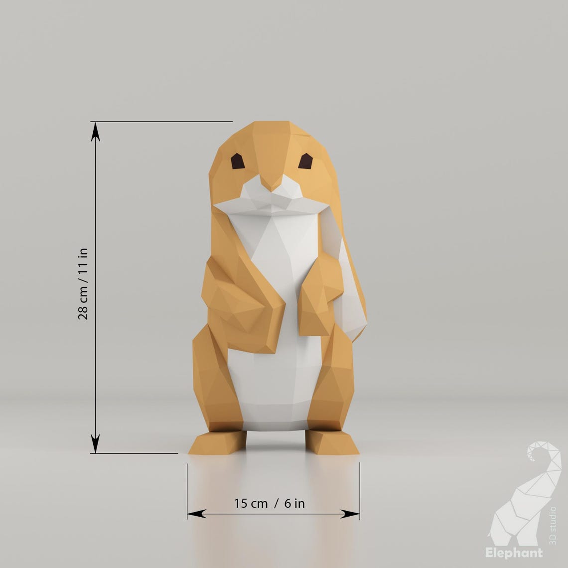 3D Papercraft Rabbit Template, Low Poly Rabbit Template, 3d Paper ...