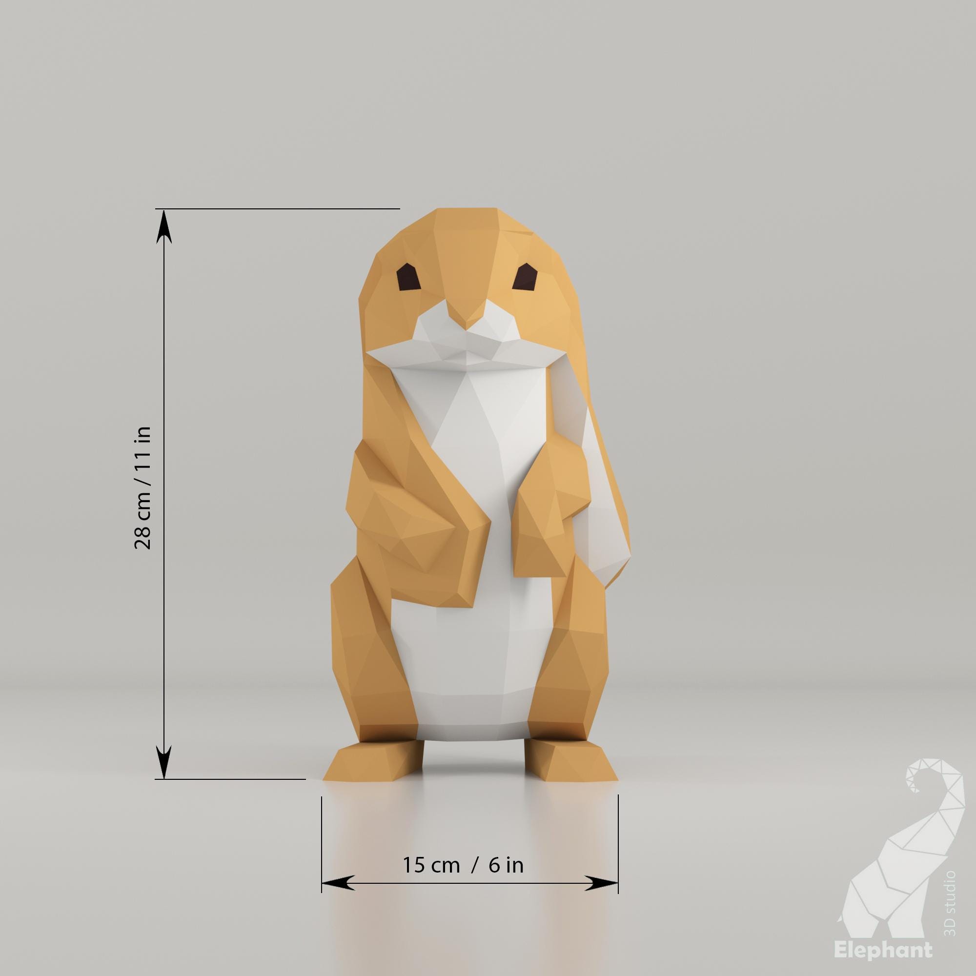 3D Papercraft Rabbit Template, Low Poly Rabbit Template, 3d Paper ...