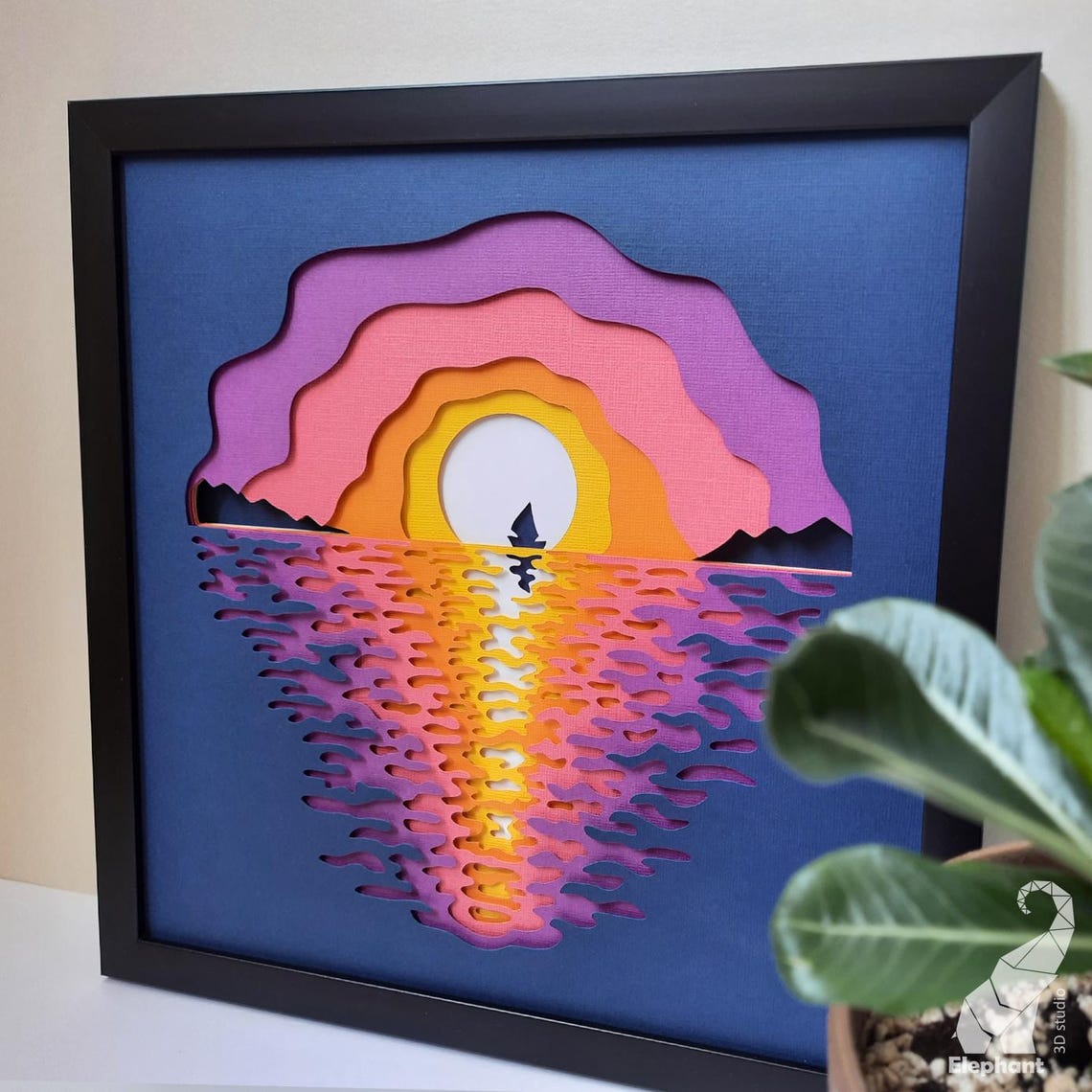 3D Layered Sunset on the Sea Svg Cut File, Layered Sunset Svg, Layered ...