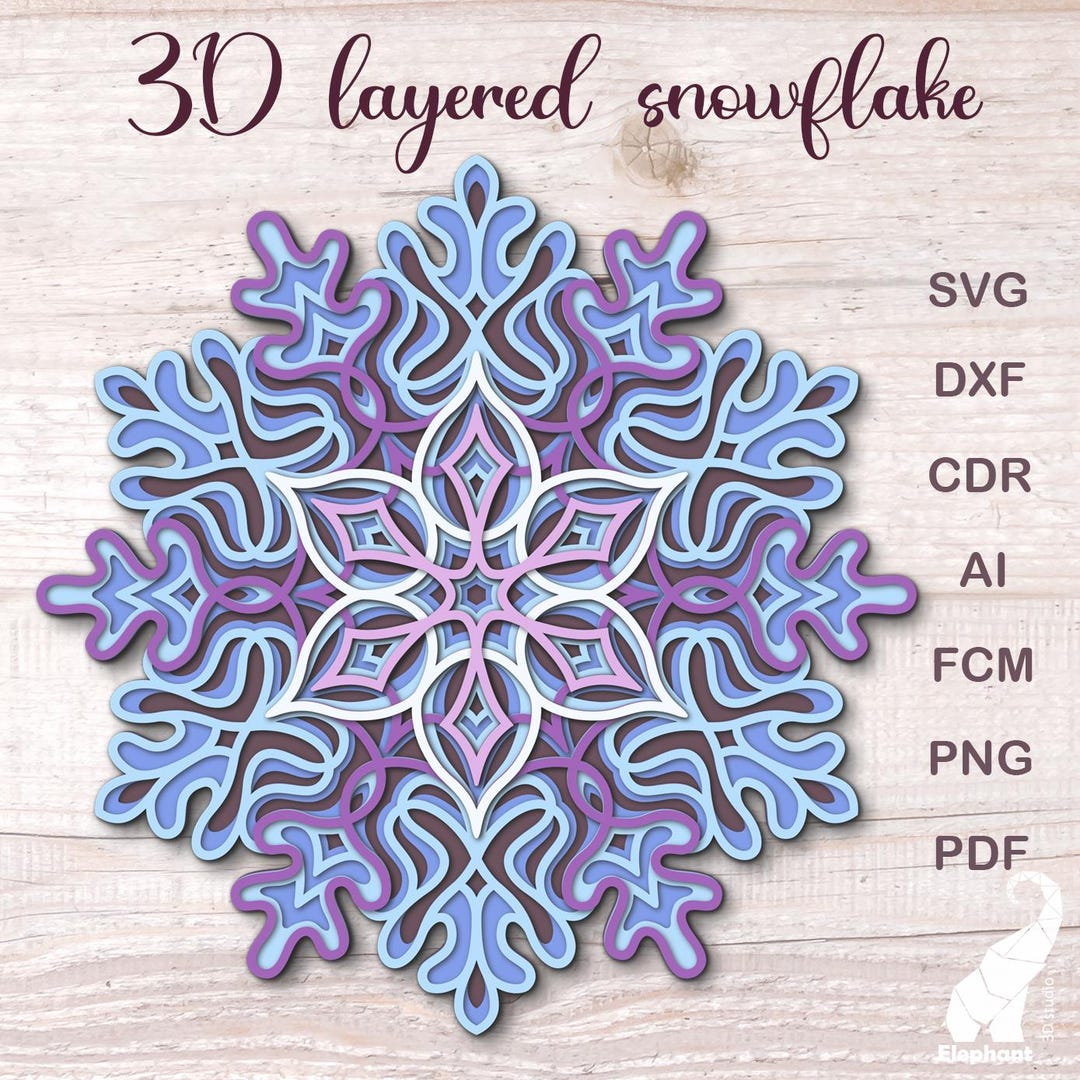 3D Layered Snowflake SVG Cut Files - Etsy
