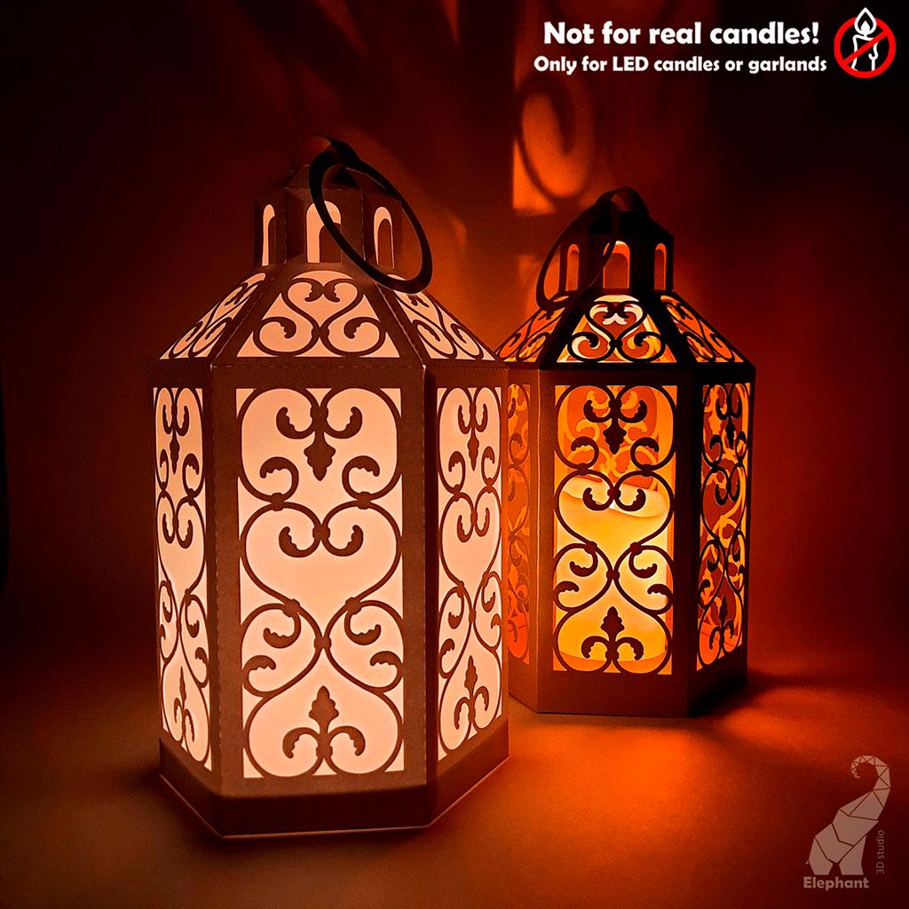 3D Paper Lantern Bundle SVG Cut Files for Cricut, Lantern SVG Template ...
