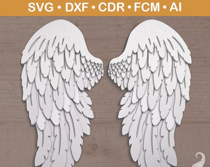 3D Angel Wings Svg Template, Memorial Layered Paper Svg, Memorial ...