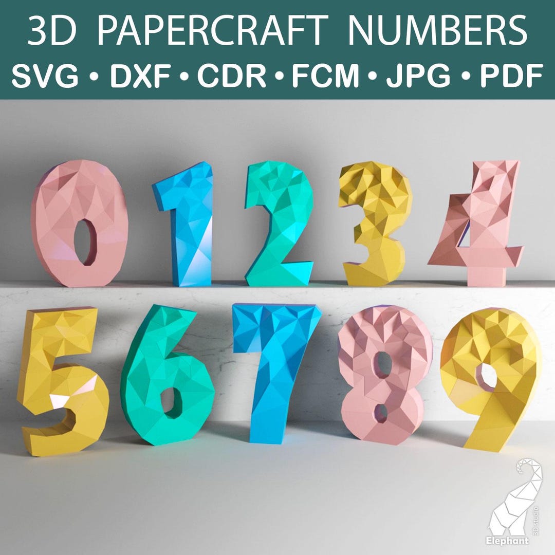 3D Papercraft Numbers Template, Low Poly Number Template, 3d Paper ...