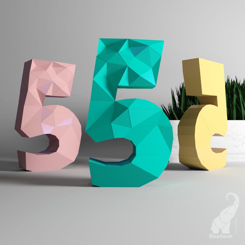 3D Papercraft Numbers Template, Low Poly Number Template, 3d Paper ...