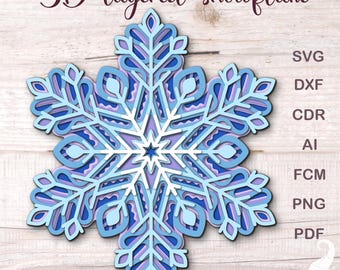 3D Layered Snowflake SVG Cut File, Christmas Cricut Project - Etsy