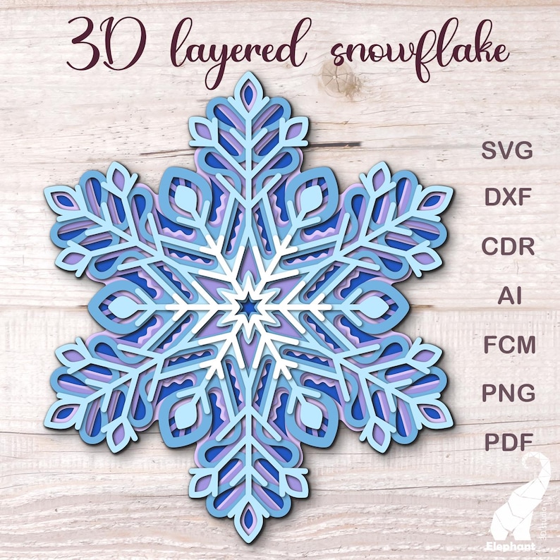 3D Layered Snowflake SVG Cut File, Christmas Cricut Project - Etsy