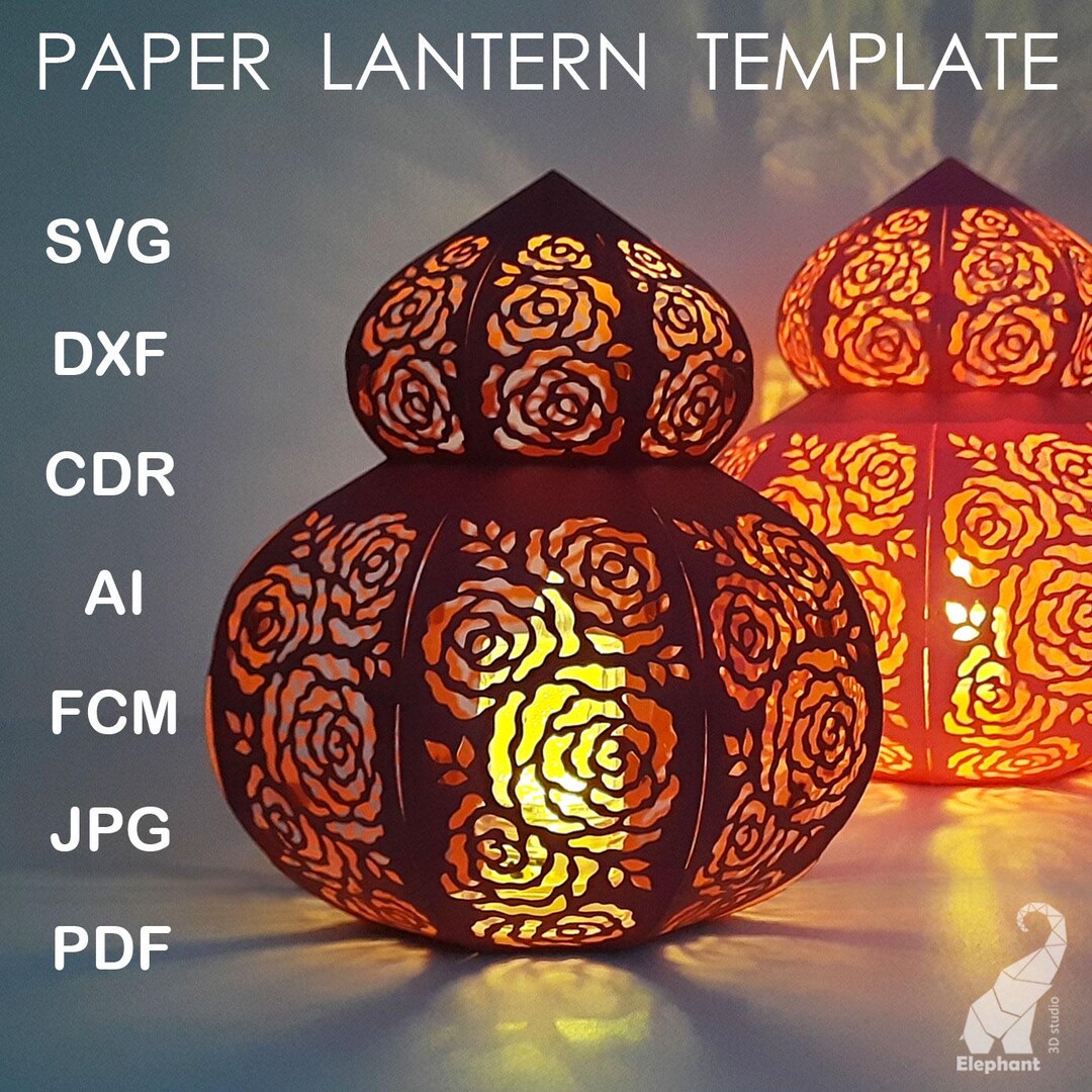 3D Paper Lantern Cut Files, Svg for Cricut, Dxf for Silhouette, Fcm for ...