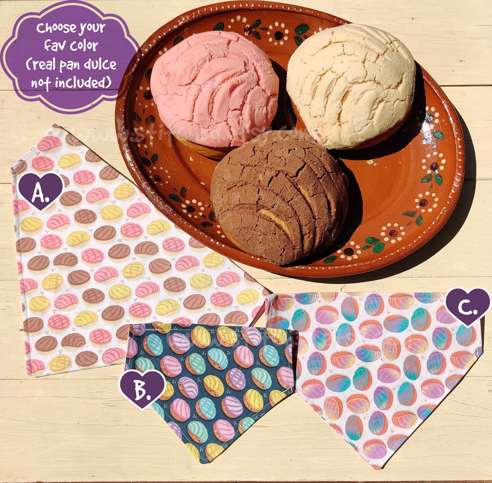 Concha Mexican Hispanic Over the Collar Dog Bandana Melopan | Etsy