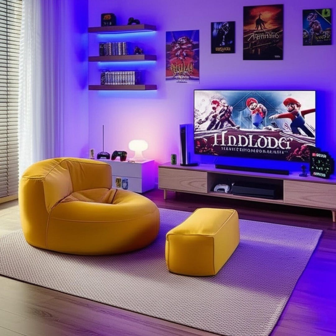 Limited Edition Arcade Nest Floor Sofa With Footstool, Gamer Bean Bag ...