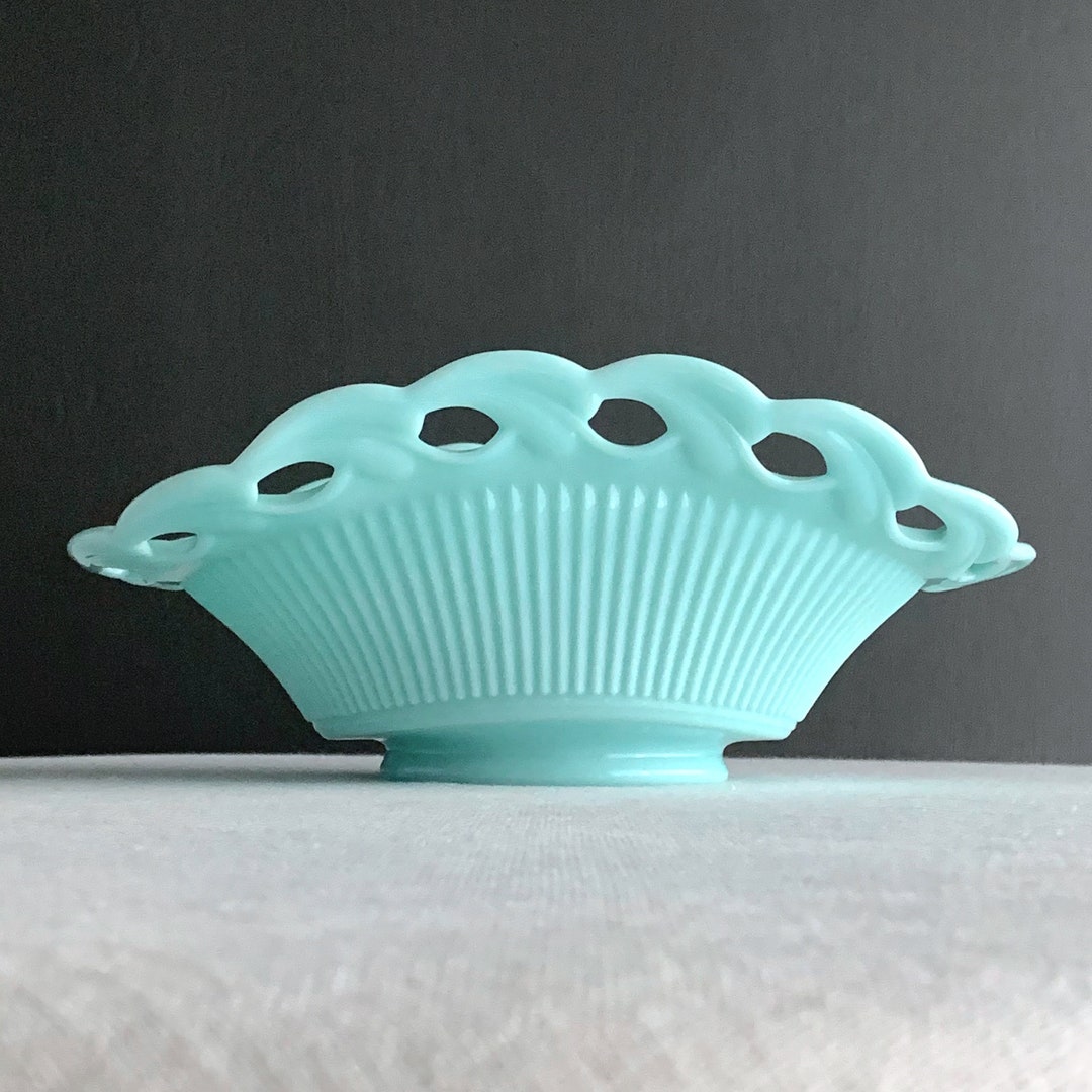 Aqua Blue Milk Glass Bowl by Fostoria, Wistar / Betsy Ross Pattern ...