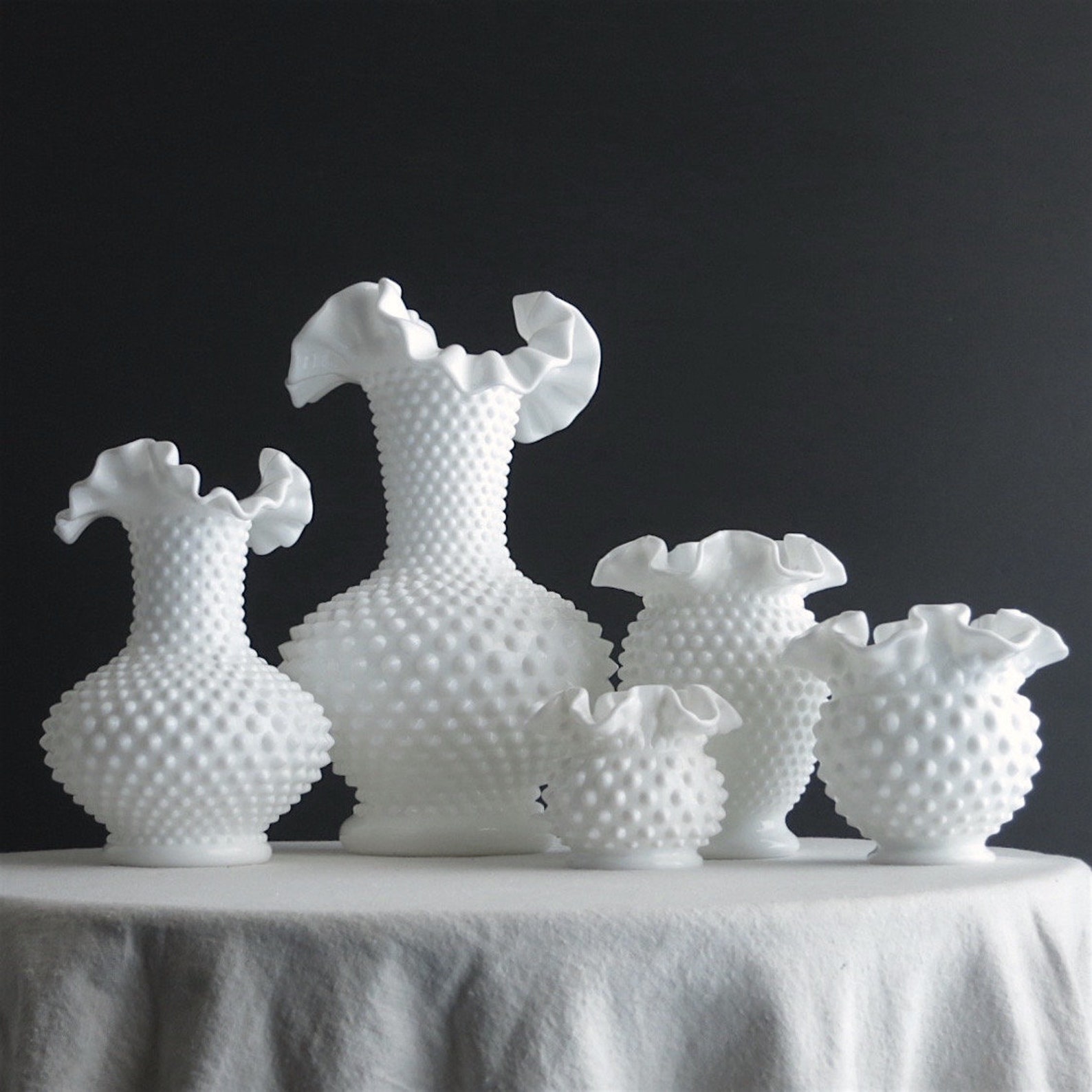 Vintage Fenton Hobnail Milk Glass Vase Large Baluster Form - Etsy