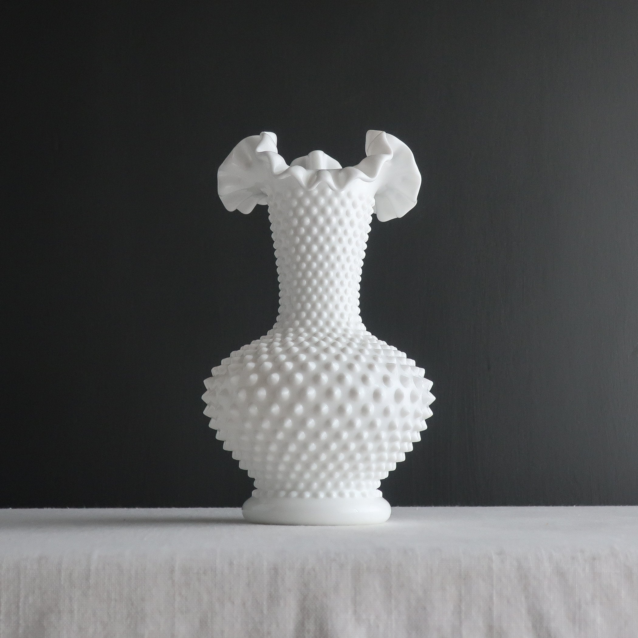 Fenton White Hobnail Milk Glass Vase - Glass Designs