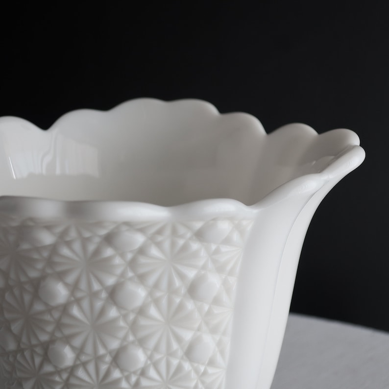 Vintage Milk Glass Vase Daisy and Button Pattern Flared Vase - Etsy