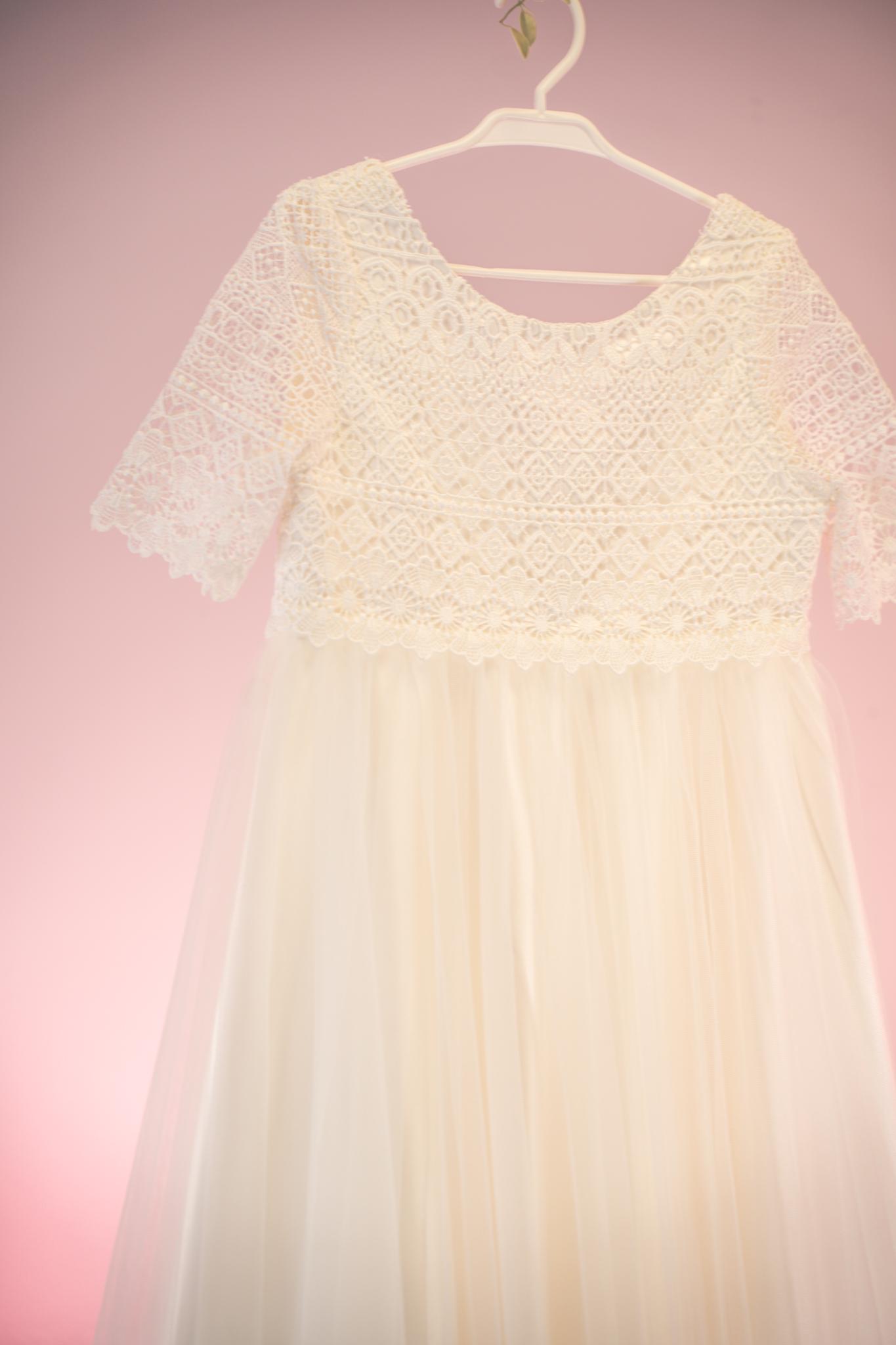 Elena Style - Ivory Lace First Communion Dress: Elegant Tulle Flower ...