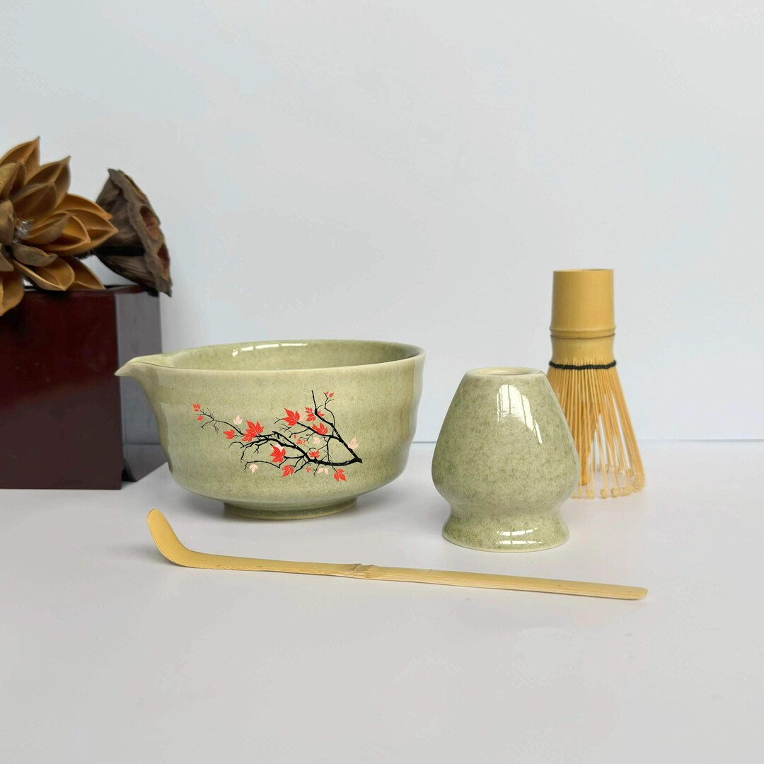 Pre-order, Maple Ceramic Matchat Bowl Whisk Set, Handmade Matcha Bowl ...