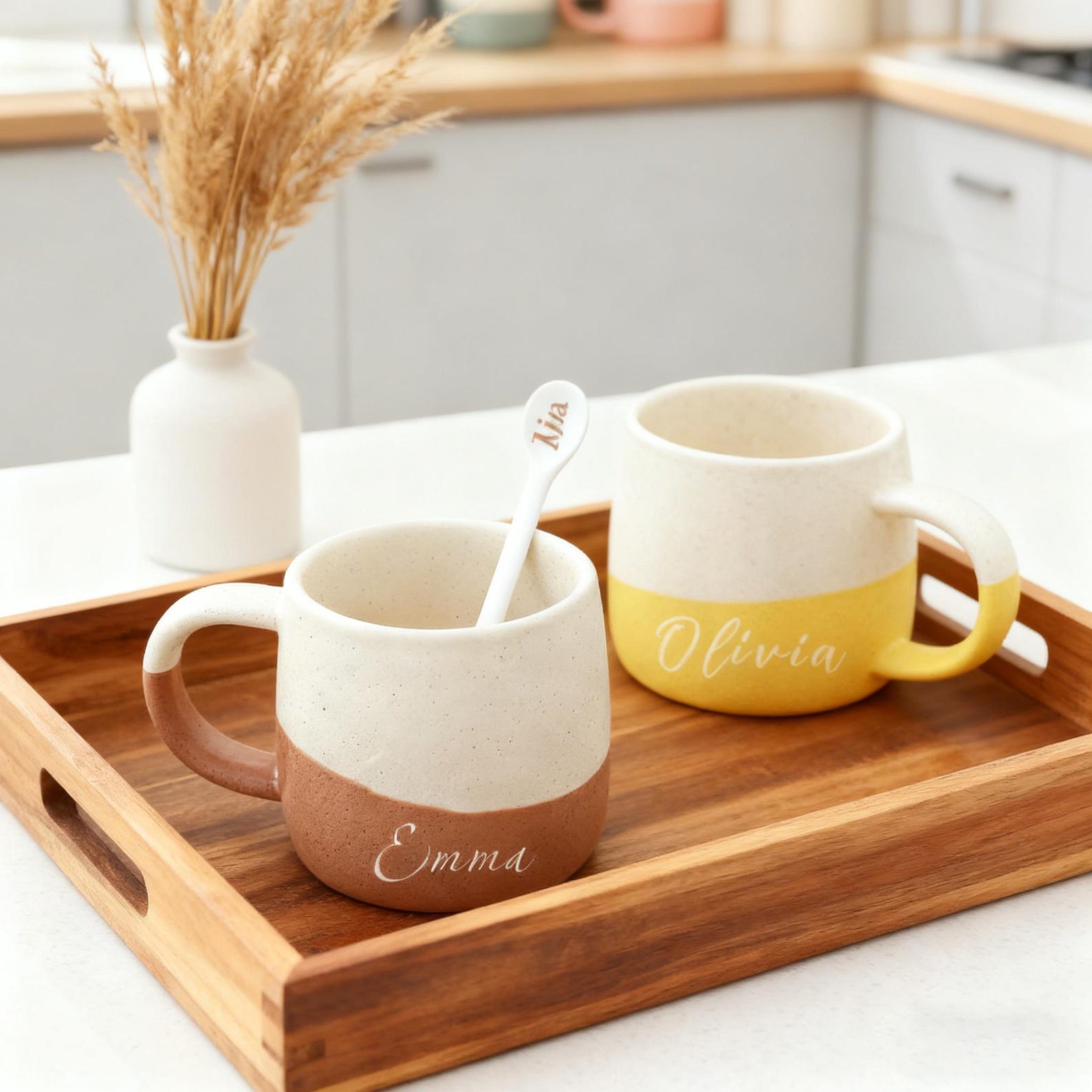 Personalized Ceramic Mug, Custom Coffee Mug Tea Set, Laser Engraved ...