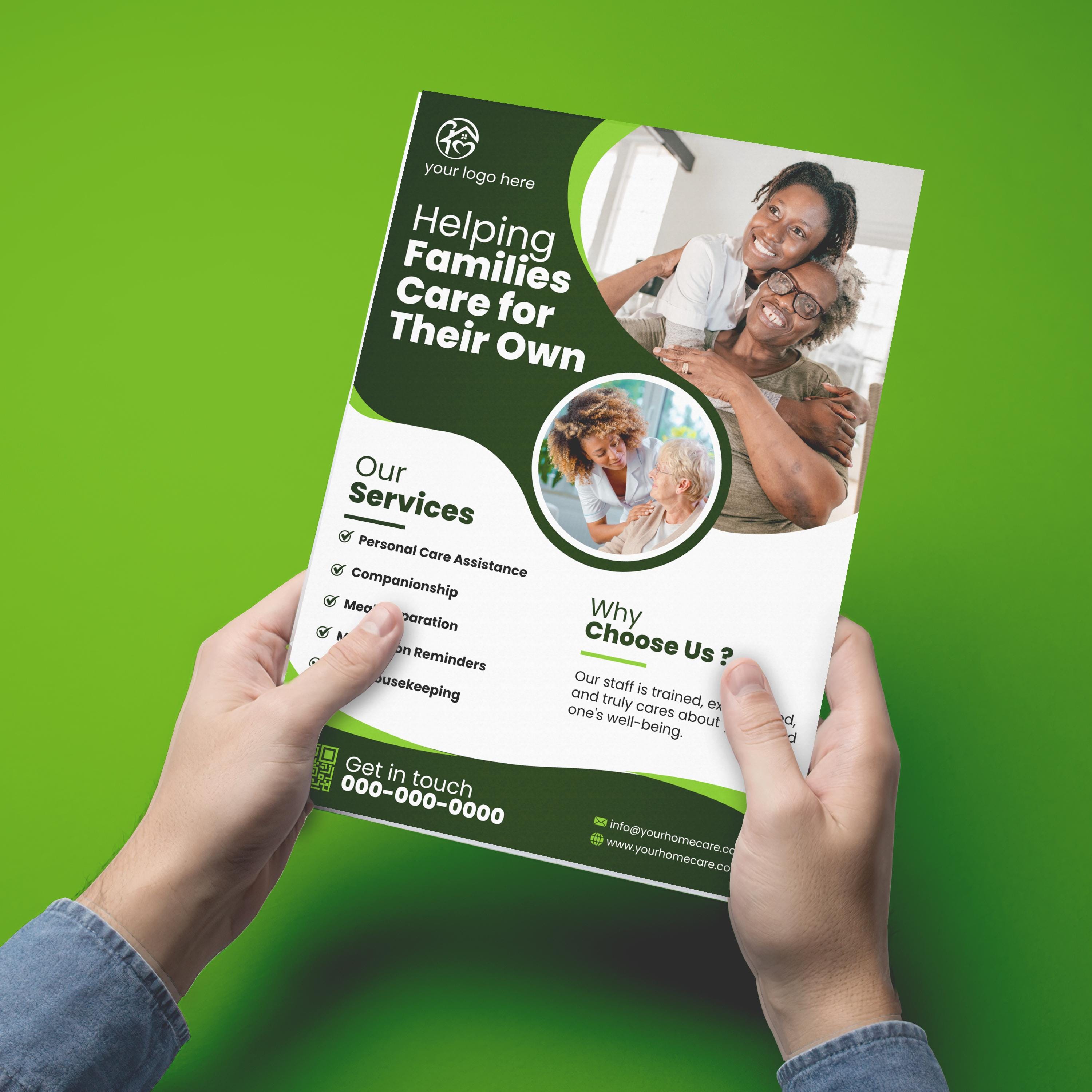 Editable Homecare Flyer Canva Template | A4 & US Letter | Senior Care ...