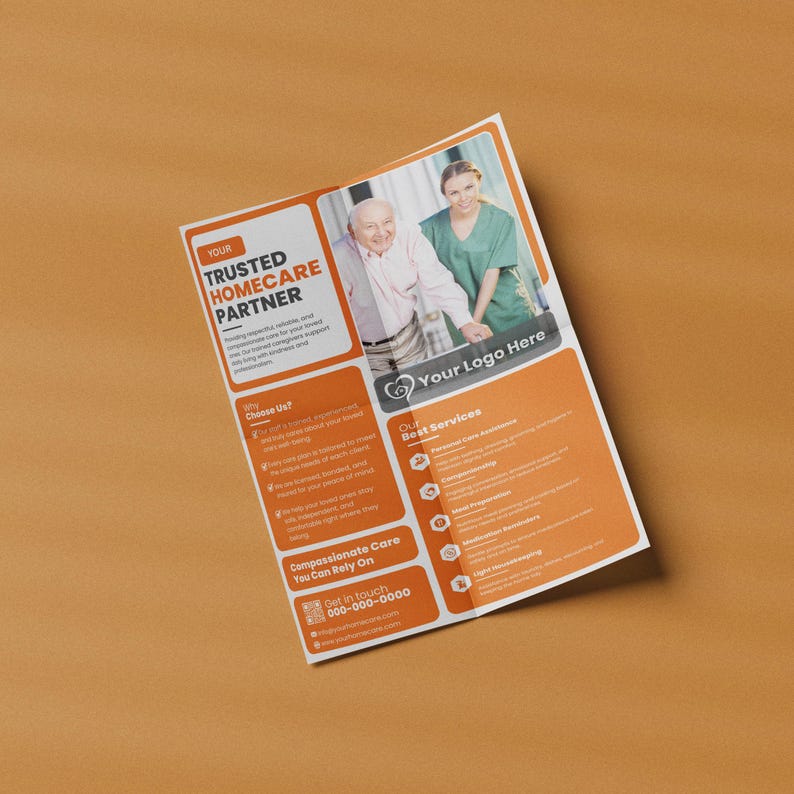 Editable Homecare Flyer Template | Senior Care | Personal Care Services ...