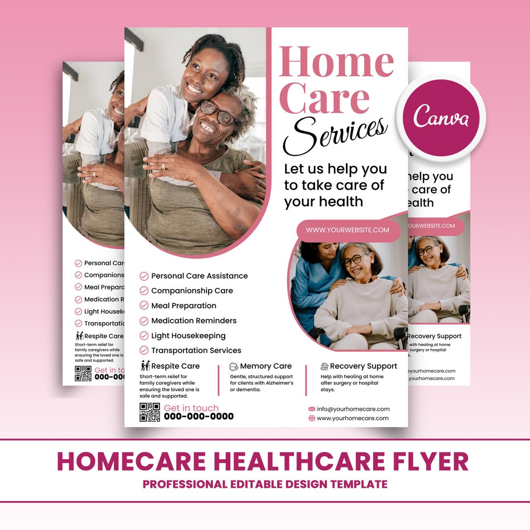 Home Care Flyer Template | Editable Canva Flyer | A4 & US Letter | Home ...