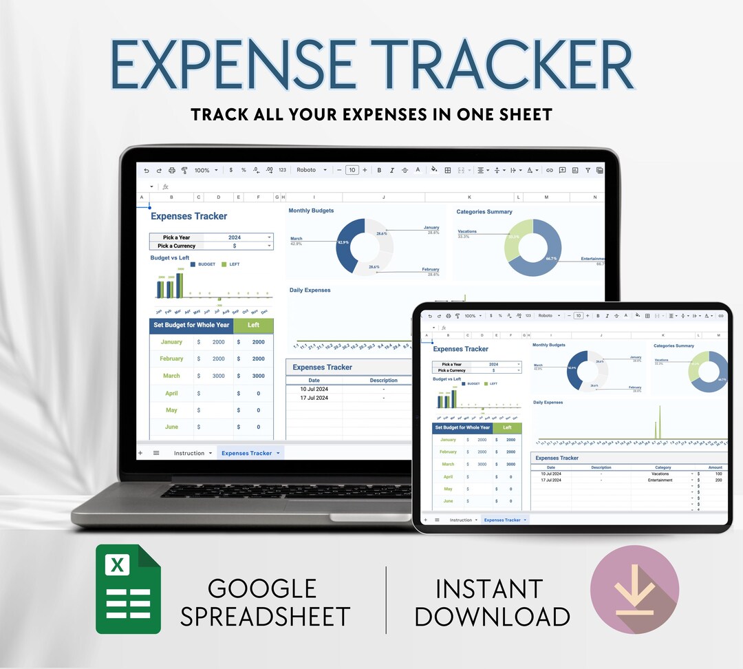 Expense Tracker Google Spreadsheet, Expense Tracker Template, Personal ...