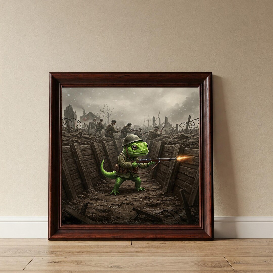 Cute Salamander Print, Funny Wall Art, Animal Lover Decor, Military ...