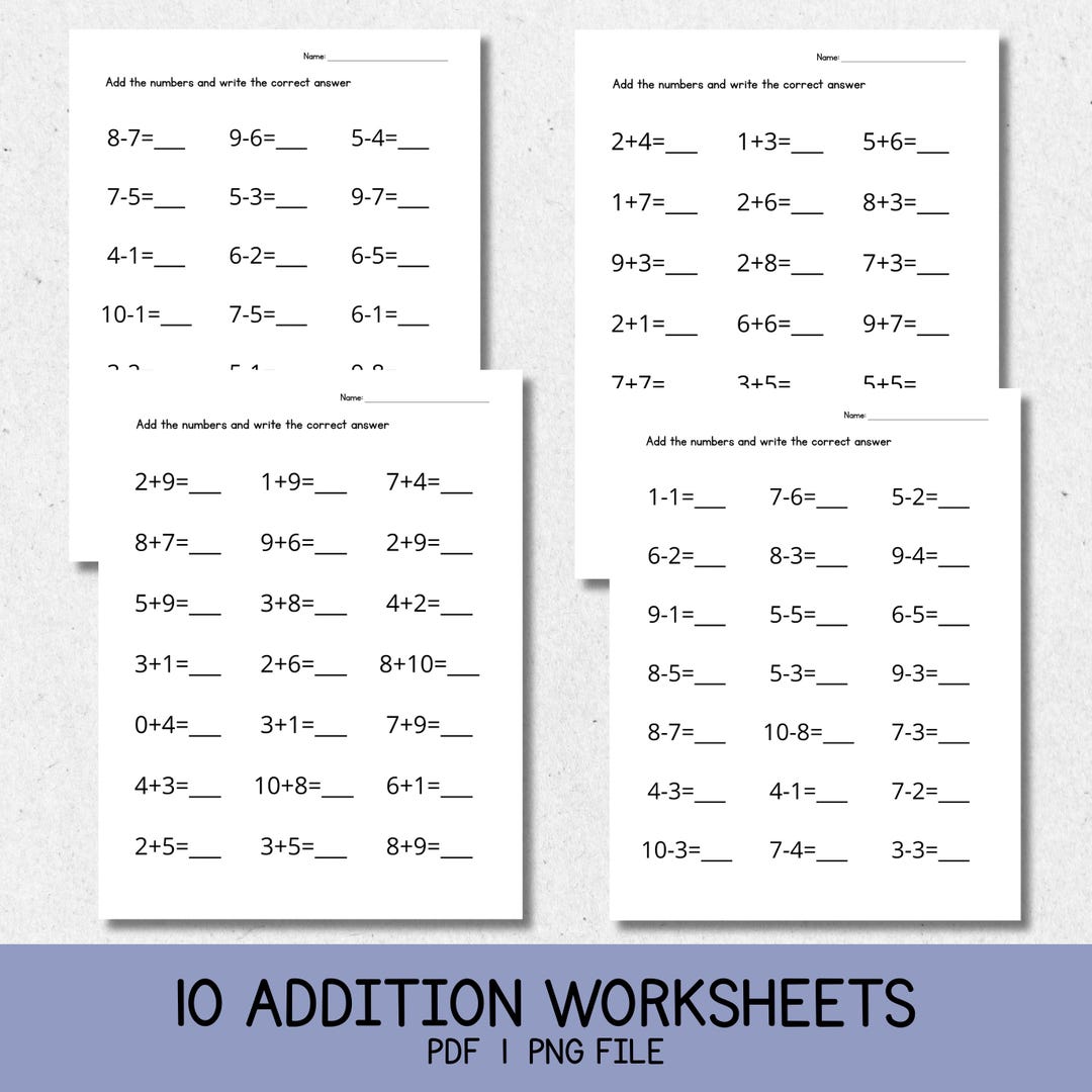 10 Printable Additition Fill in the Blanks Worksheets for Kindergarten ...