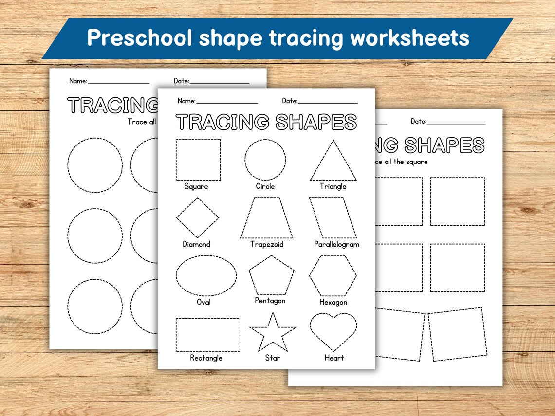Preschool Shape Tracing, Basic Shape Tracing, Shape Tracing Worksheets ...