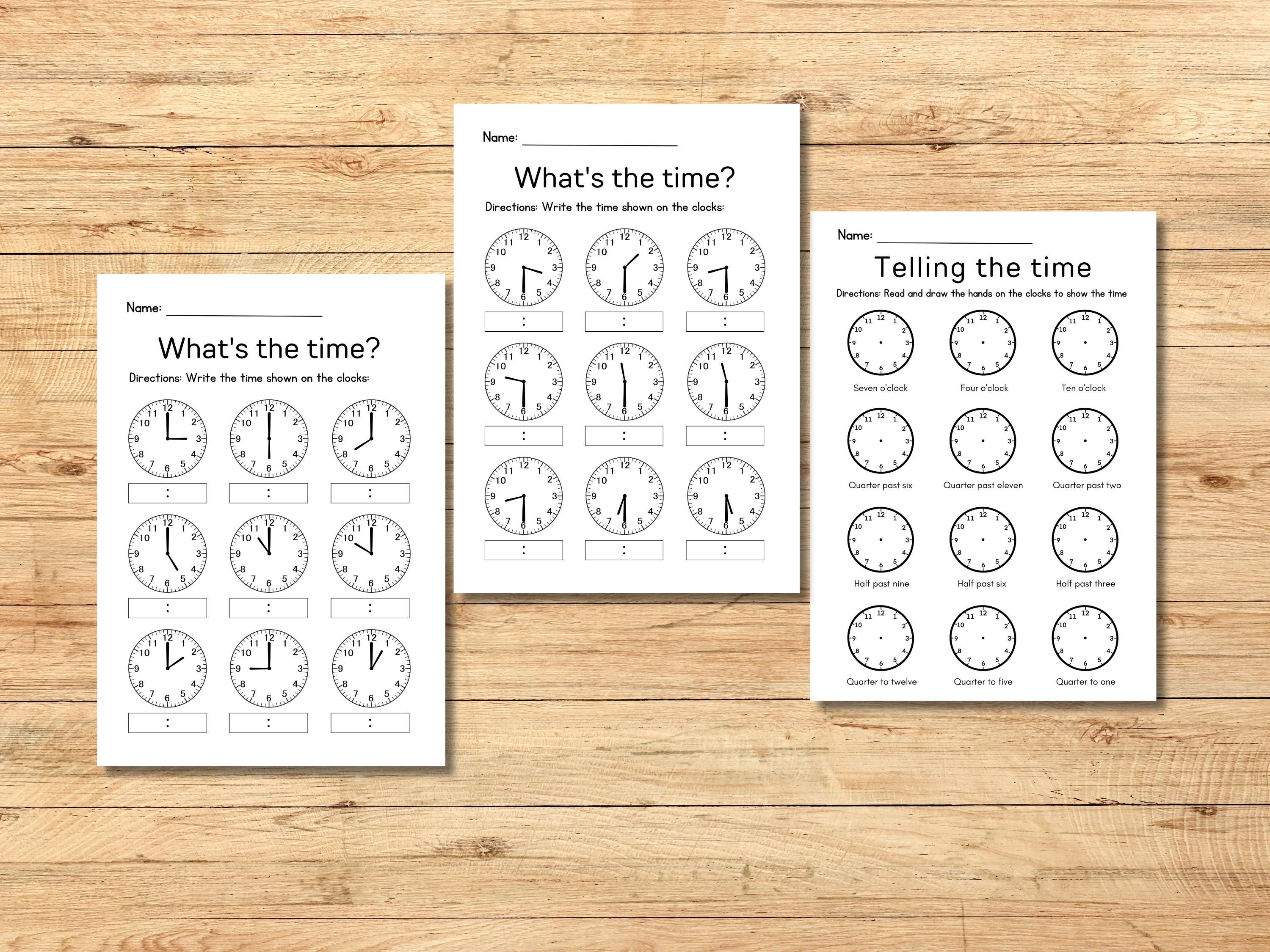 Telling Time to the Hour Worksheet, Kindergarten, First Grade Worksheet ...