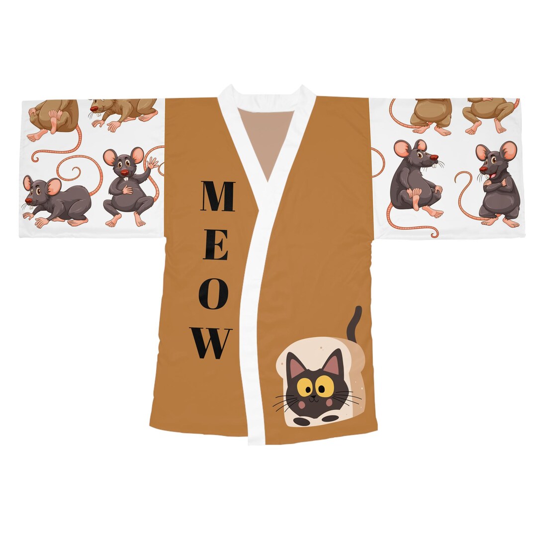 Cute Cat Mom Long Sleeve Kimono Robe, Cozy Loungewear, Gift for Cat ...