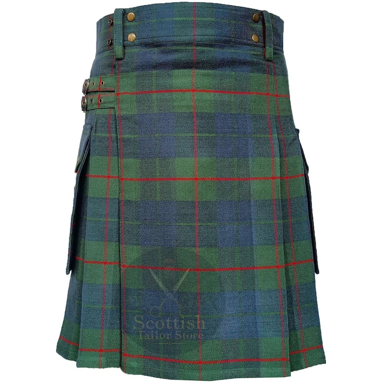 Barclay Hunting Tartan Utility Kilt: Modern Tactical Scottish Kilt ...