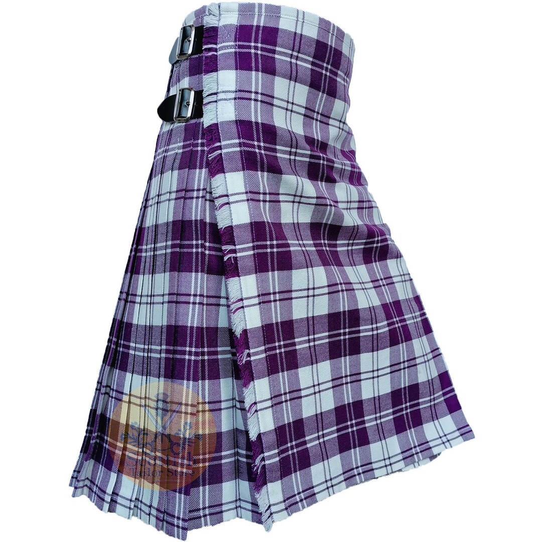 Clan Erskine Tartan Kilt: Purple & White, 8 Yard Acrylic Wool, Custom ...