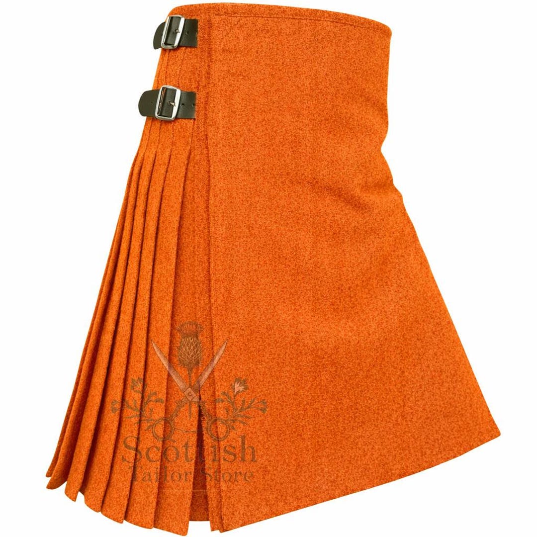 Saffron Irish Wool Blend Kilt - Traditional Scottish 8-yard Highland ...