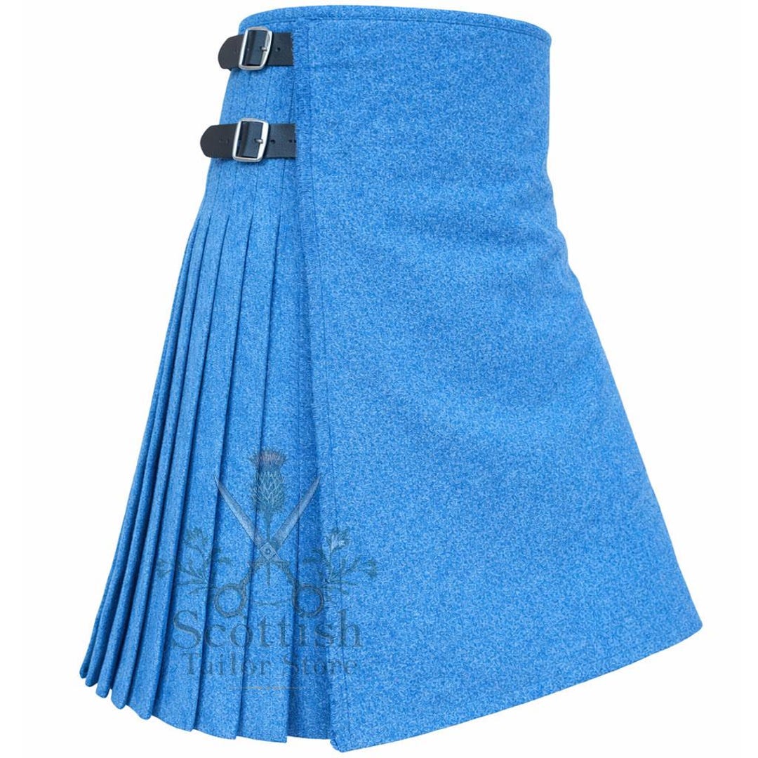 Traditional Sky Blue Wool Blend Kilt - Scottish Traditional - Custom ...