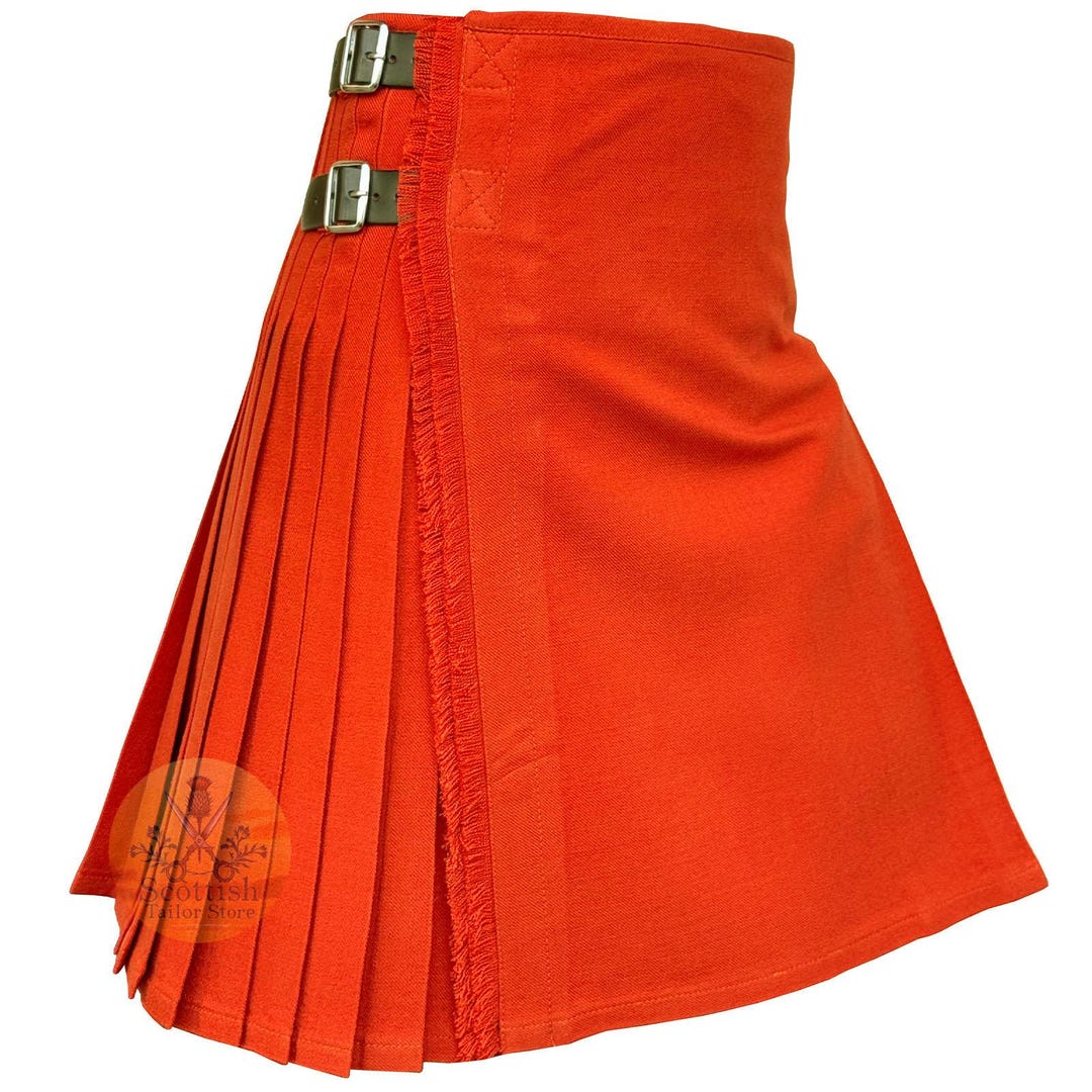 Red-orange Tartan Kilt: Custom Scottish Highland Wear, Acrylic 16-oz - Etsy