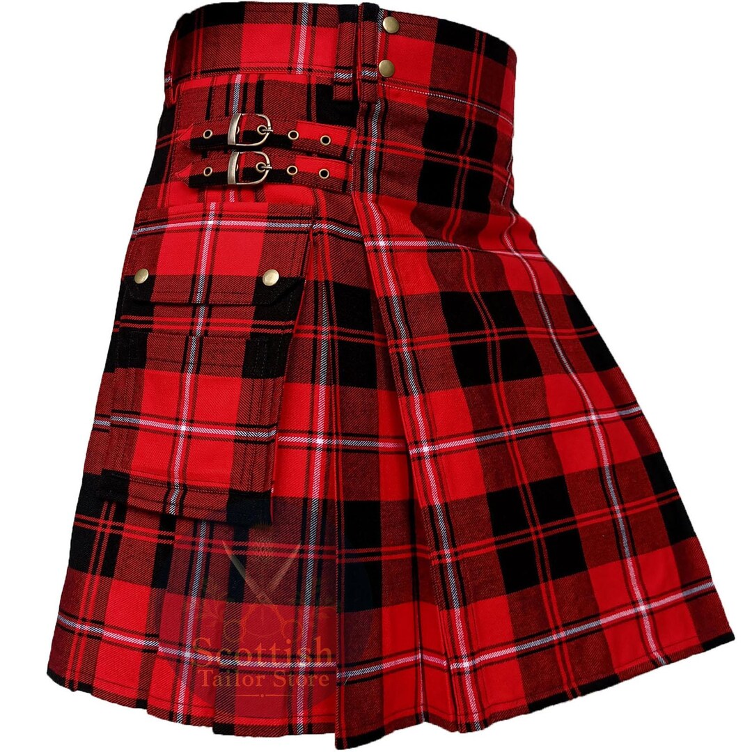 Cunningham Tartan Utility Kilt: Modern Scottish Style, Cargo Pockets - Etsy