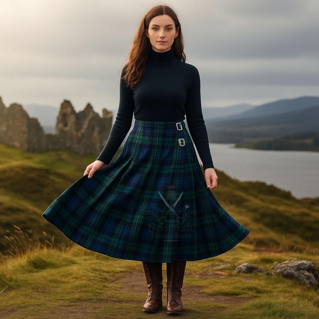 Scottish Clan Tartan Maxi Skirt for Women: Highland Pleated Skirt ...