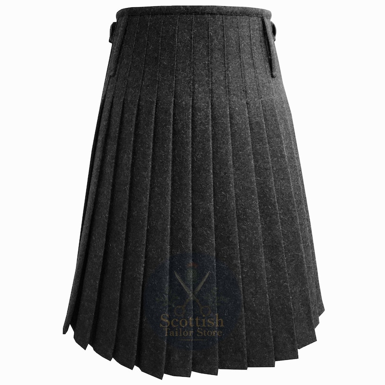 Scottish Traditional Solid Dark Grey Wool Kilt - Authentic Scottish 8 ...