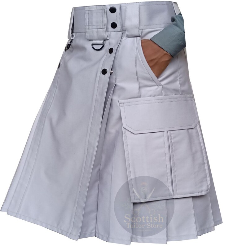Light Grey Tactical Gothic Kilt for Men – Scottish Traditional Modern ...