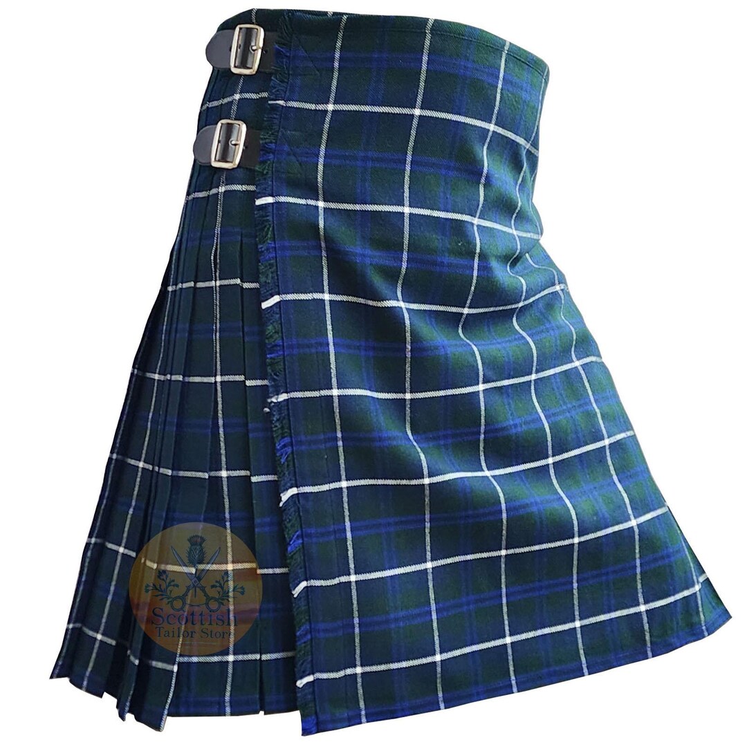 Douglas Blue Modern Tartan Kilt: 8 Yard Acrylic Wool Scottish ...