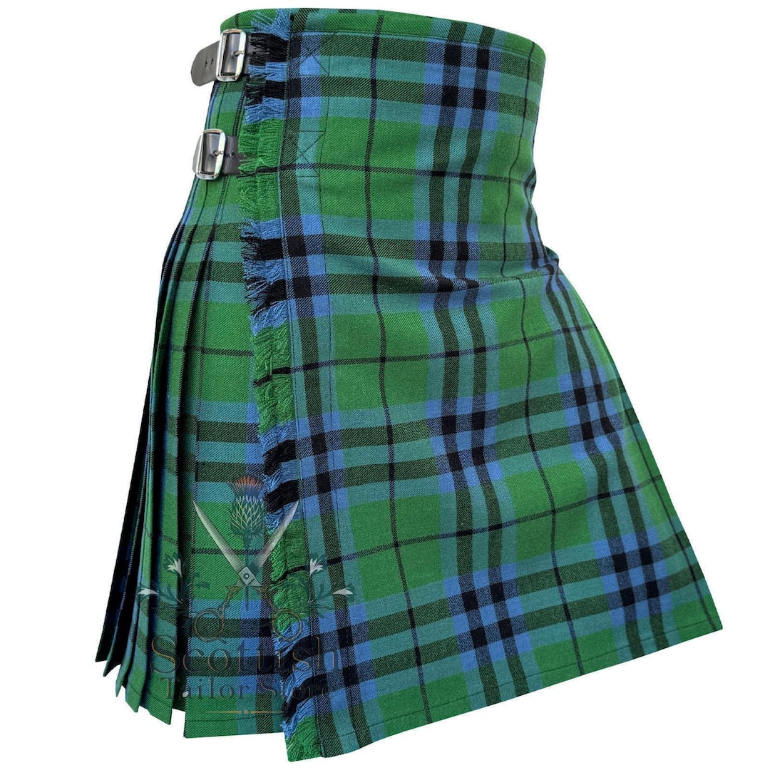 Clan Keith Ancient Tartan Kilt for Men - 16oz Traditional 8-yard ...