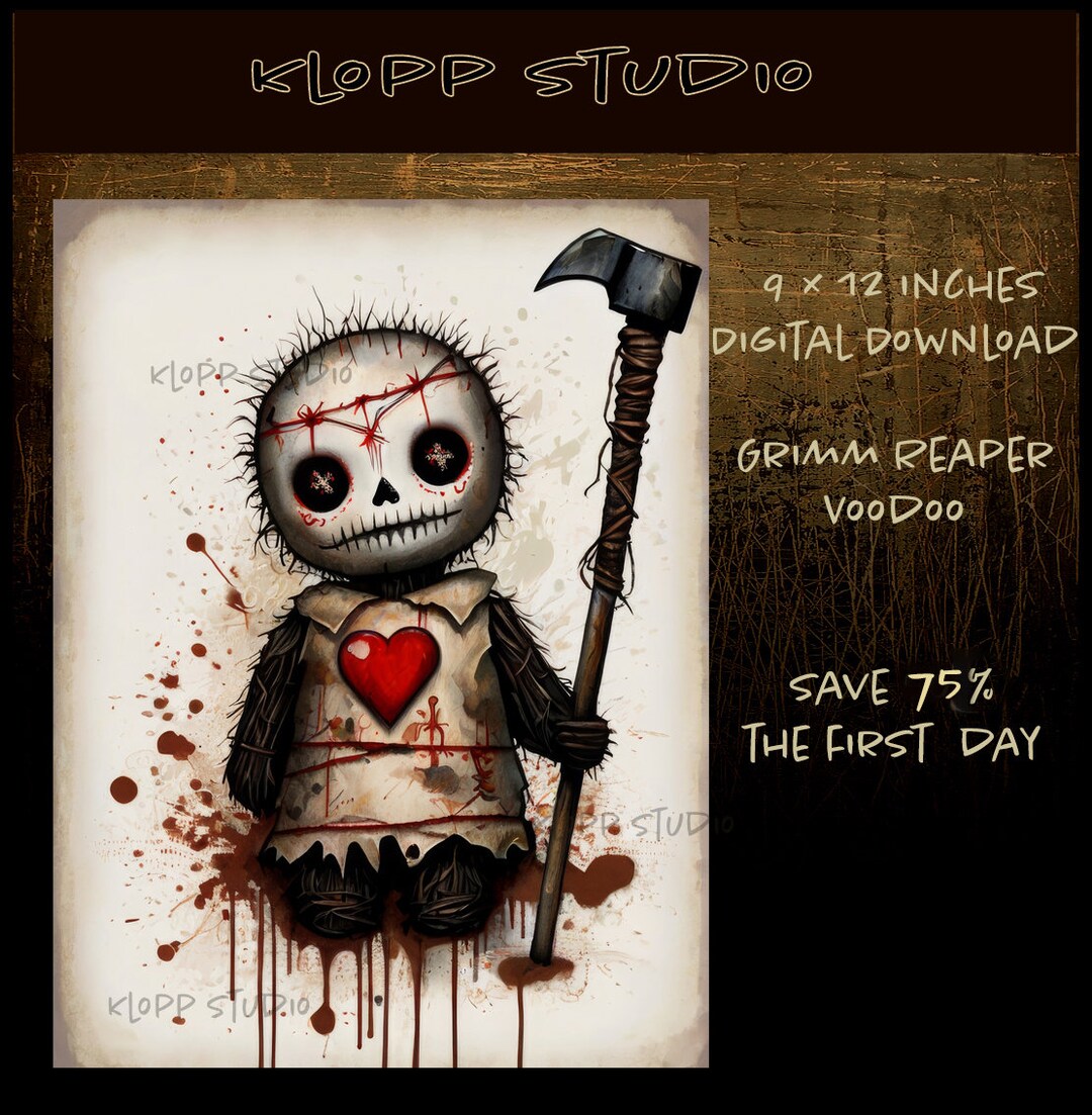 Macabre Grim Reaper Doll Digital Print Gothic Art Print at Home for ...