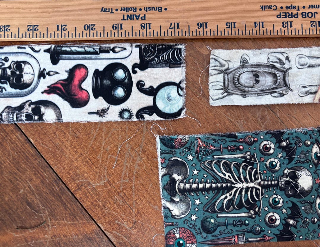 Hand Torn Macabre Fabric Scraps Bundle Junk Journal Curiosity Eyes ...