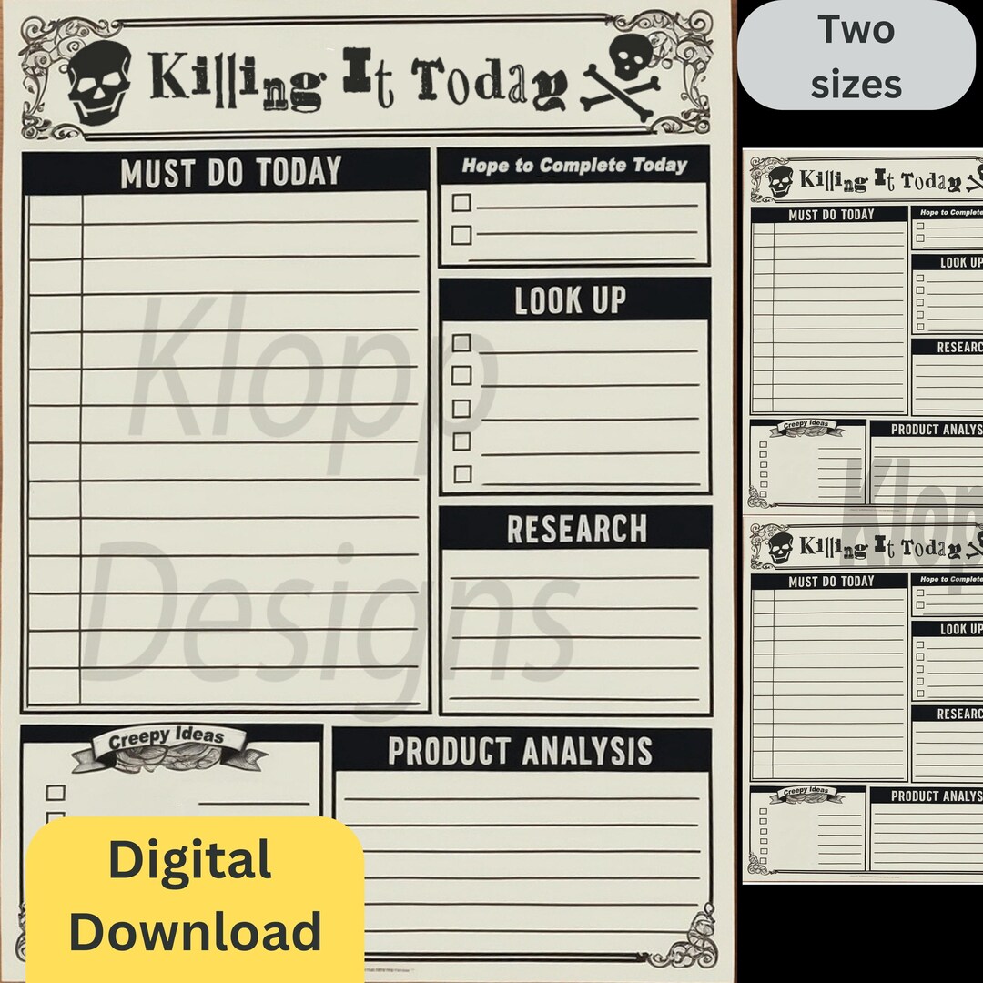 To Do List Printable Funny Macabre to Do List Planner Page Productivity ...
