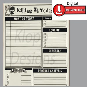To Do List Printable Funny Macabre to Do List Planner Page Productivity ...