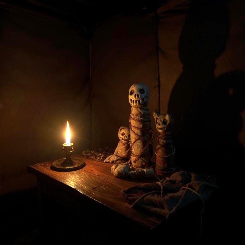 Creepy Skull Doll, Tiny Gothic Macabre Handmade Figure (4x1 Inch) - Etsy