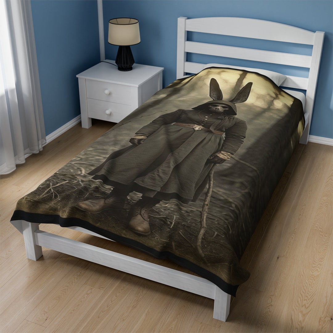 Creepy Rabbit Blanket Velveteen Plush Horror Fan Gift Bedroom Blanket ...