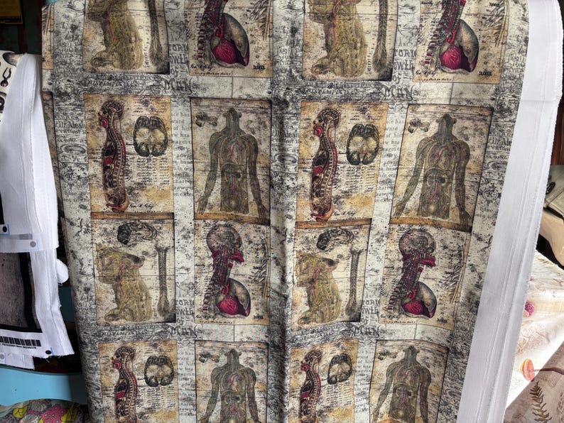 Vintage Anatomy Cotton Fabric: Original Design Crafting, DIY Gifts ...
